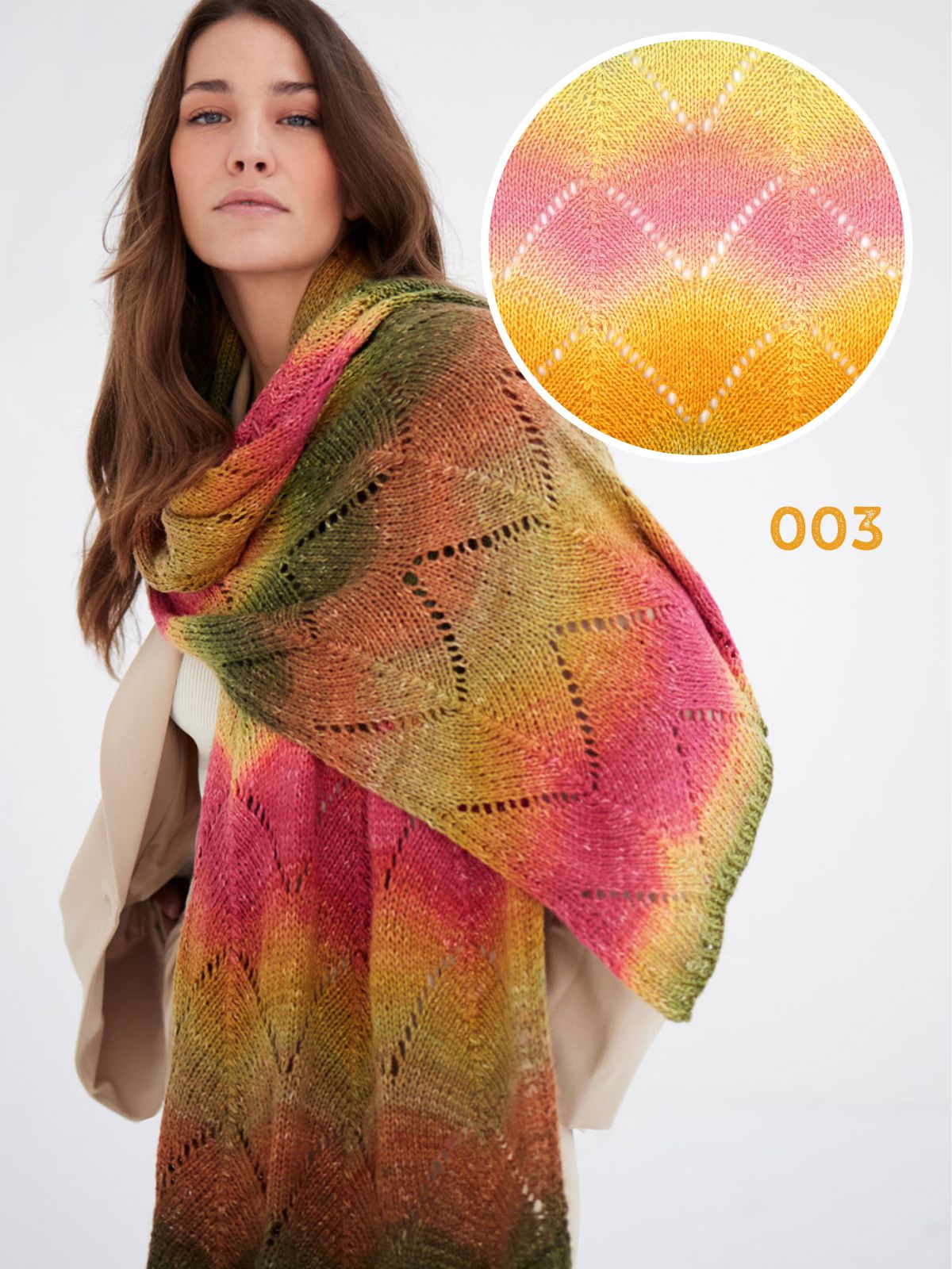 Breipakket Cotonella stola in golfpatroon – Knotten