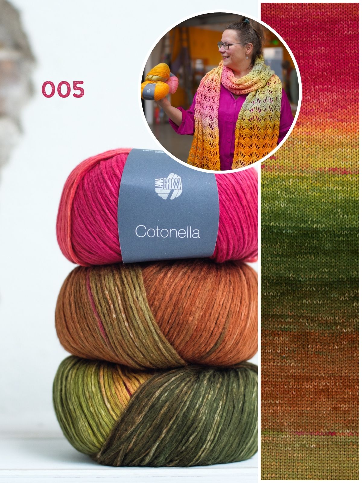 Haakpakket Cotonella sjaal in zeesteek – Knotten