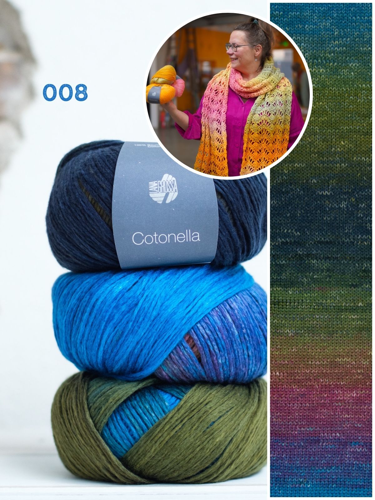 Haakpakket Cotonella sjaal in zeesteek – Knotten